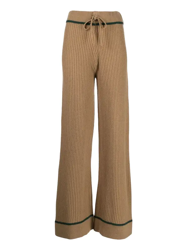 MADELEINE THOMPSON Veronica Ribbed-knit Trousers - Brown