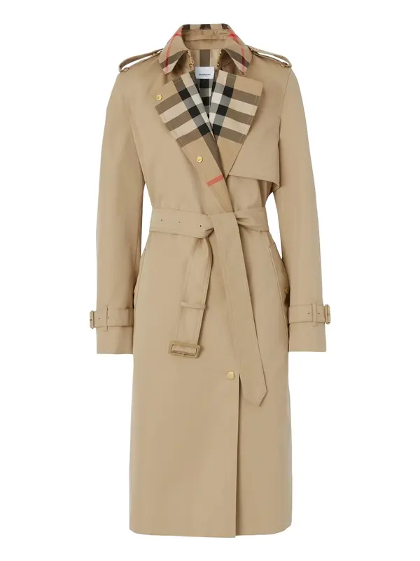 Burberry Check-panel Trench Coat - Neutrals