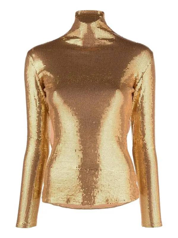 ATU BODY COUTURE Sequinned High-neck Top - Gold