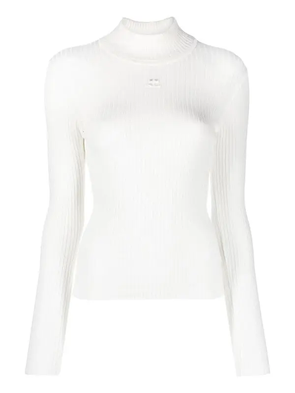 COURREGES Ribbed-knit Top - White