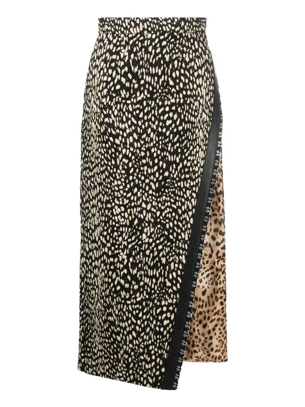 Roberto Cavalli Leopard-print Midi Skirt - Black
