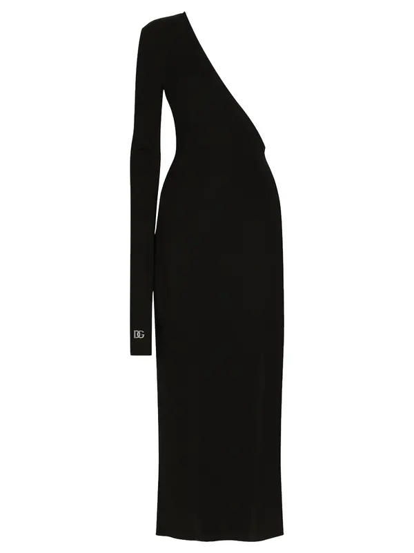 Dolce & Gabbana Detachable-sleeve One-shoulder Midi Dress - Black