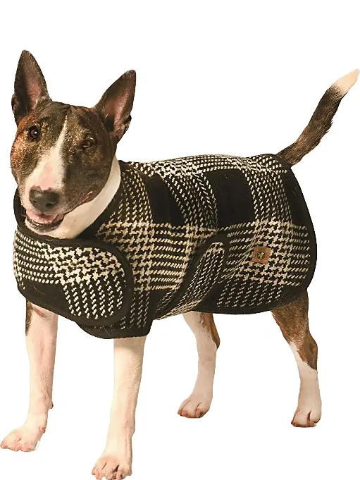 CHILLY DOG Plaid Blanket Coat - Black