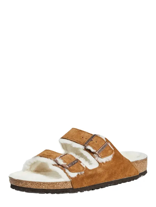 BIRKENSTOCK Arizona Shearling Sandals - Mink Natural