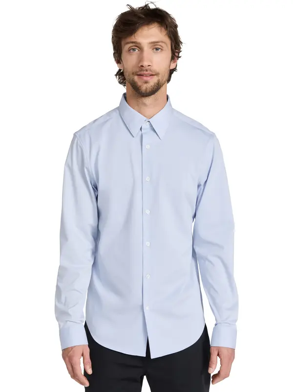 Theory Sylvain Structure Knit Dress Shirt - Olympic