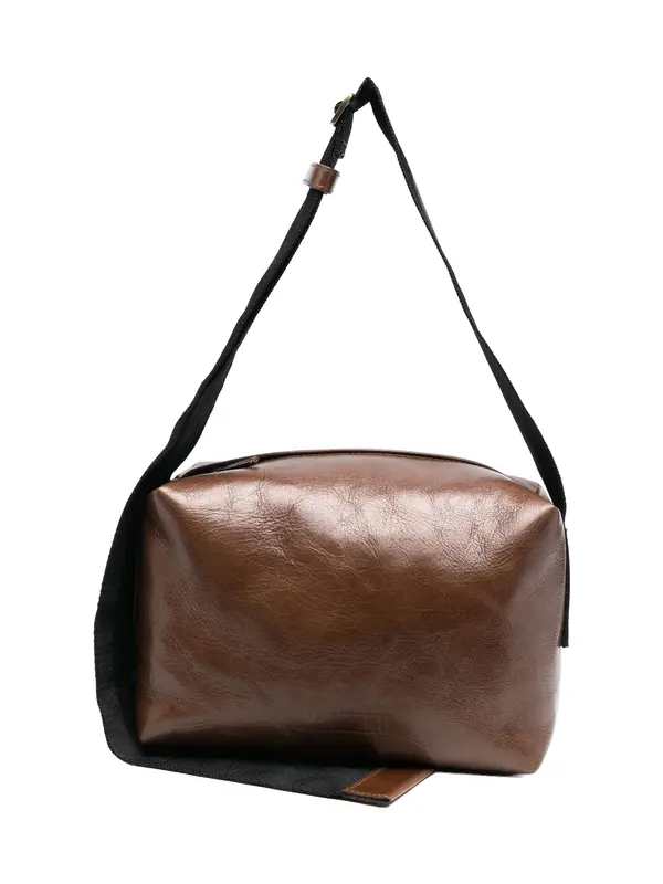 UMA WANG Embossed-logo Shoulder Bag - Brown