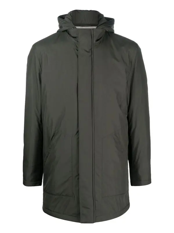 Corneliani Hooded Zip Coat - Green