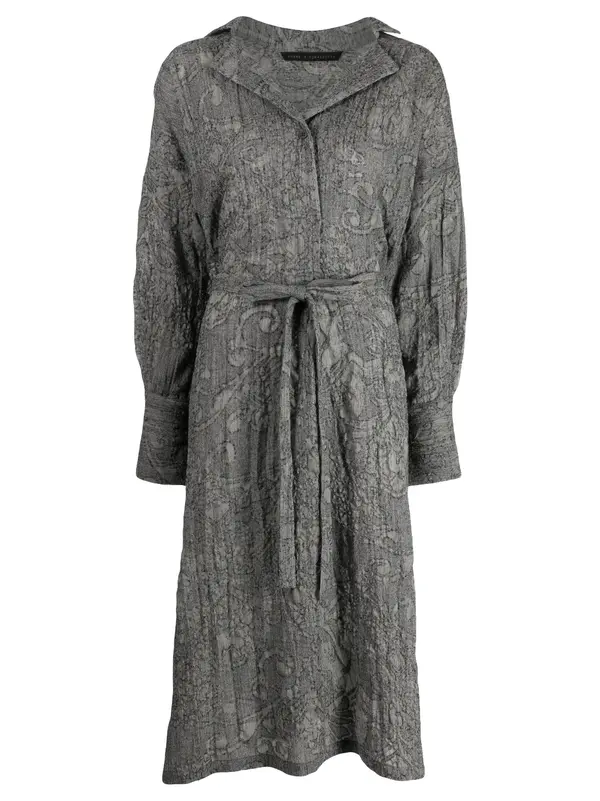 FORME D'EXPRESSION Long-sleeve Tunic Shirt Dress - Grey