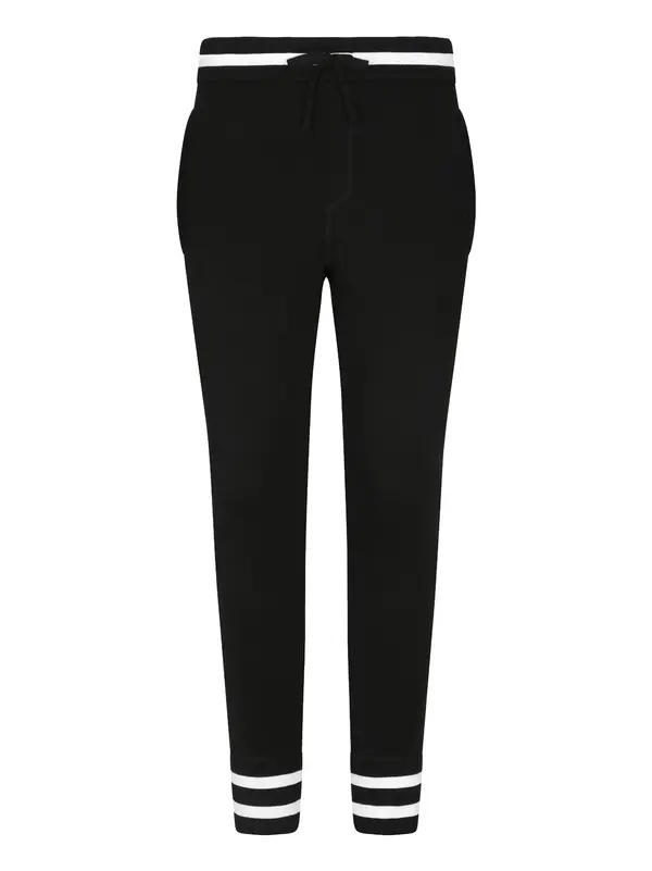 Dolce & Gabbana Embroidered Wool Track Pants - Black