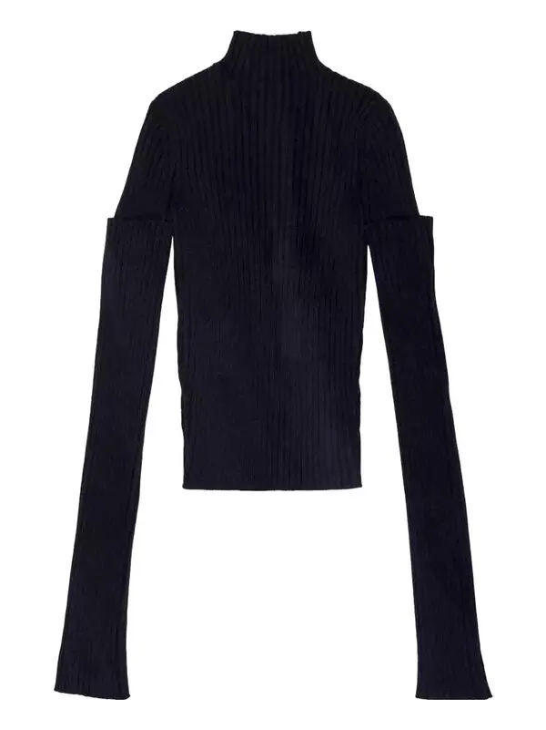Balenciaga Ribbed Long-sleeve Sweater - Blue