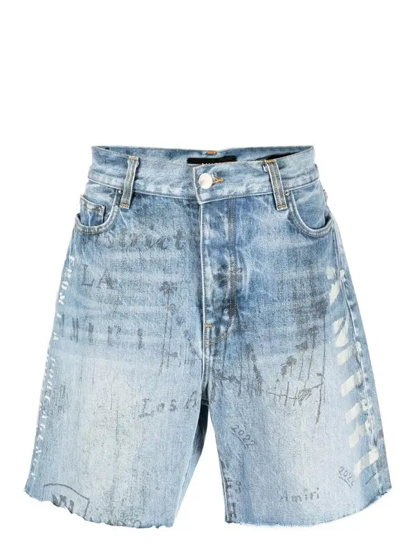 Amiri Logo-print Denim Shorts - Blue