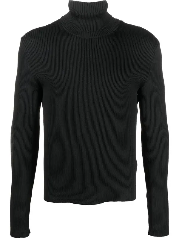 WALTER VAN BEIRENDONCK Ribbed Roll Neck Jumper - Black