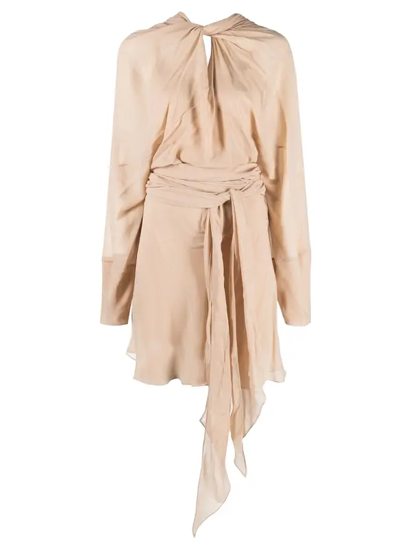 MAISON MARGIELA Draped Silk Minidress - Neutrals