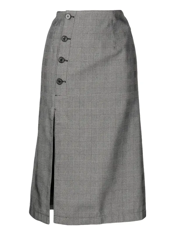 Rokh Houndstooth Pencil Midi Skirt - Grey