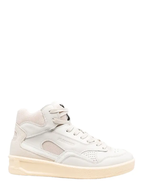 JIL SANDER Basket Mid Leather Sneakers - Neutrals