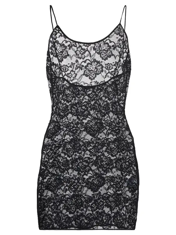 Oseree Lace Minidress - Black