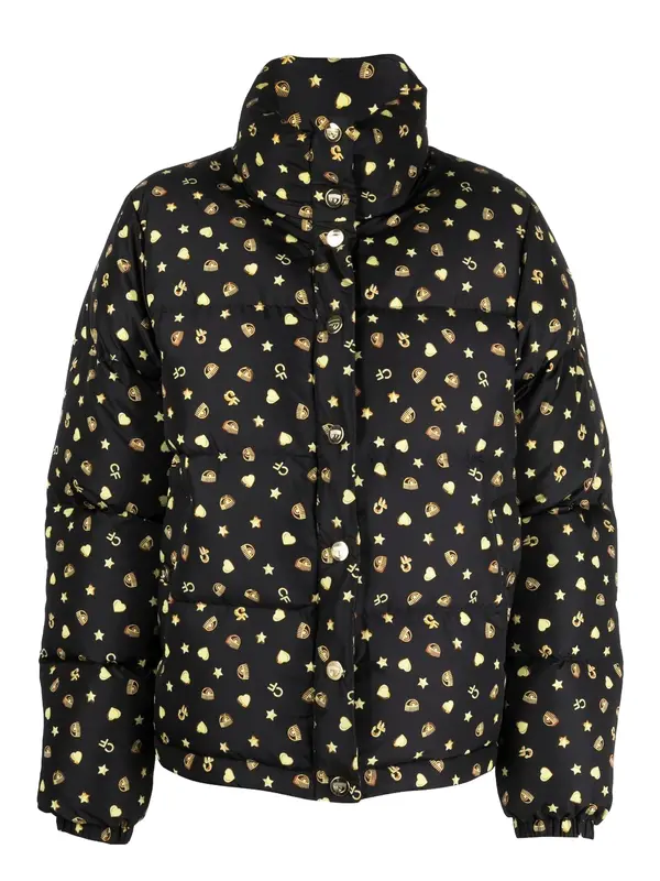 CHIARA FERRAGNI Logo Print Puffer Jacket - Black