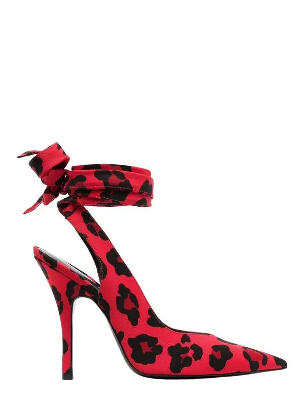 Attico Leopard Print Pointed-toe Pumps - Red