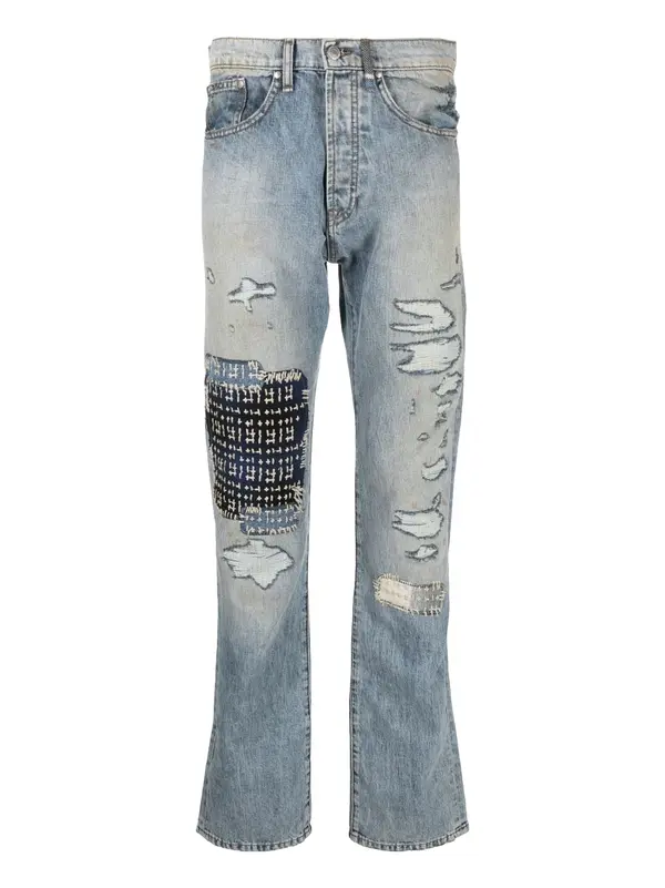 Alchemist Distressed-effect Straight-leg Jeans - Blue