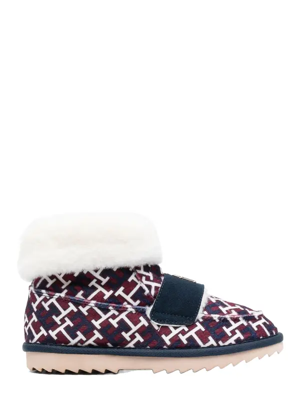 Tommy Hilfiger Monogram Fleece-trim Slippers - Red