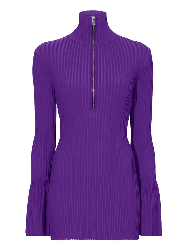 Proenza Schouler Zipped Rib-knit Jumper - Purple