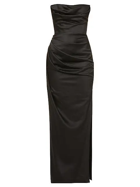 House Of Cb Slim-fit Satin Maxi Dress - Black