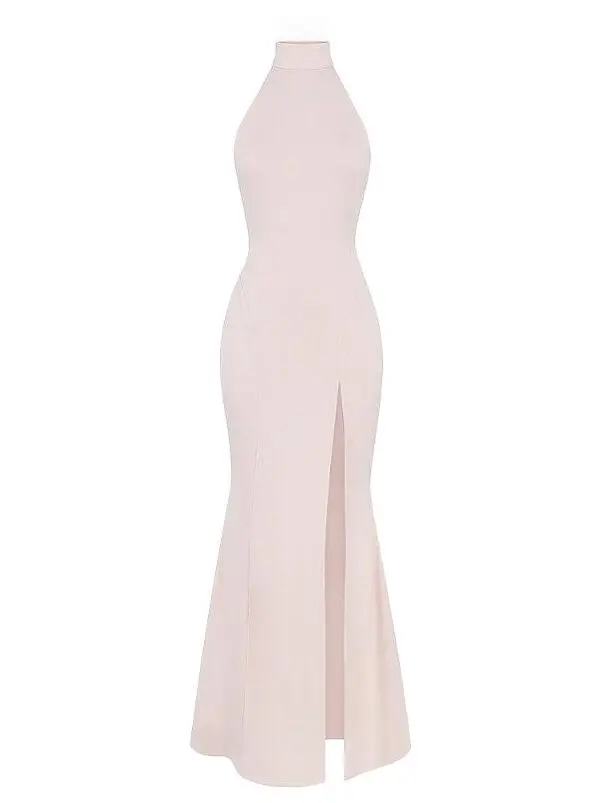 House Of Cb Juliette Halter-neck Split-hem Maxi Dress - Blush
