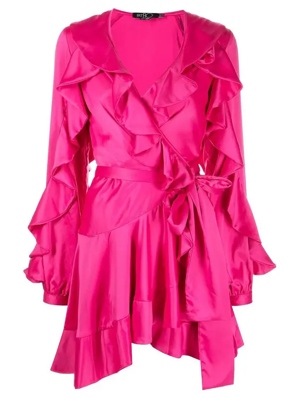 PatBO Ruffle Sleeve Mini Wrap Dress - Pink