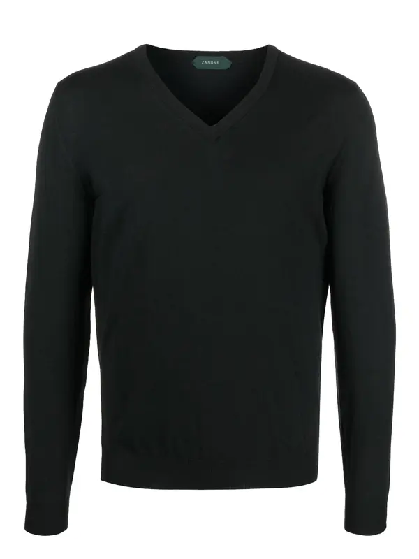 ZANONE V-neck Knitted Jumper - Black