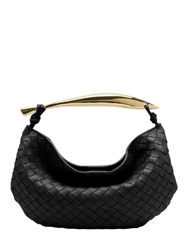 Bottega Veneta Sardine Leather Top Handle Bag - Black