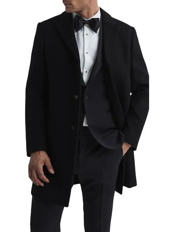 REISS Gable Wool-blend Overcoat - Black