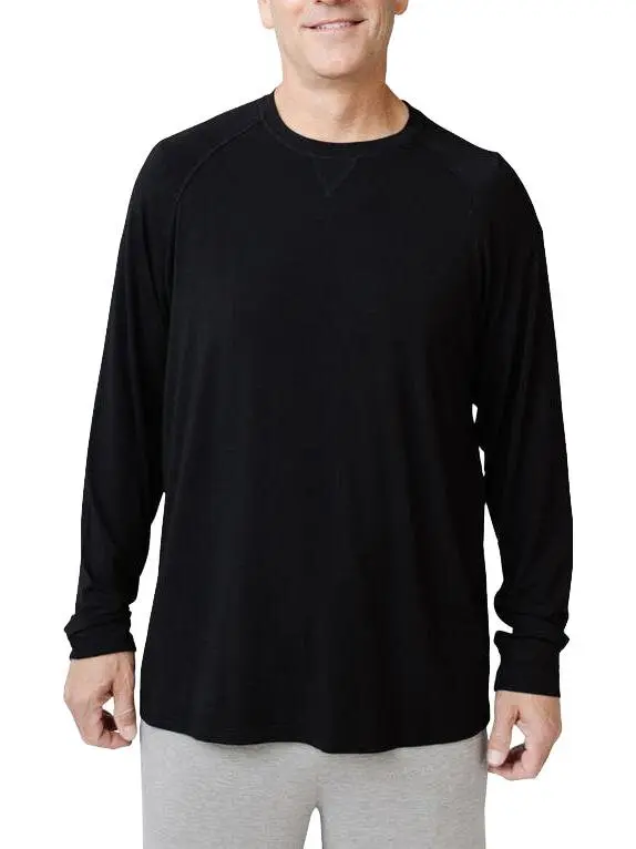 Cozy Earth Stretch Long-sleeve Crewneck T-shirt - Black