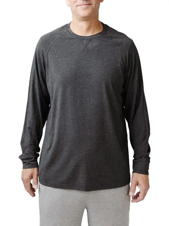 Cozy Earth Stretch Long-sleeve Crewneck T-shirt - Charcoal