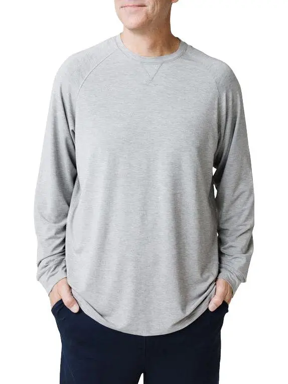 Cozy Earth Stretch Long-sleeve Crewneck T-shirt - Heather Grey