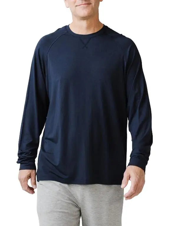 Cozy Earth Stretch Long-sleeve Crewneck T-shirt - Navy
