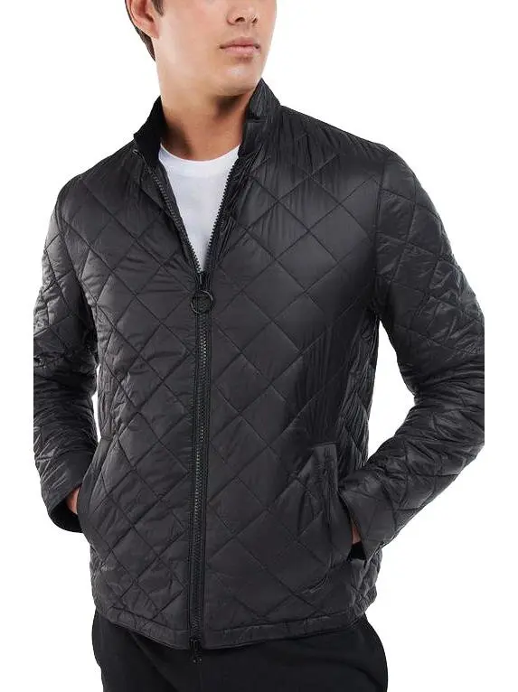 Barbour Harrington Quilted Jacket - Black/grey Stone Tartan