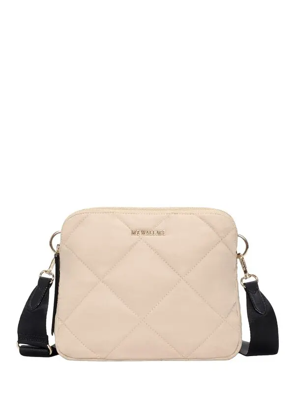Mz Wallace Bowery Quilted Nylon Crossbody Bag - Buff/black