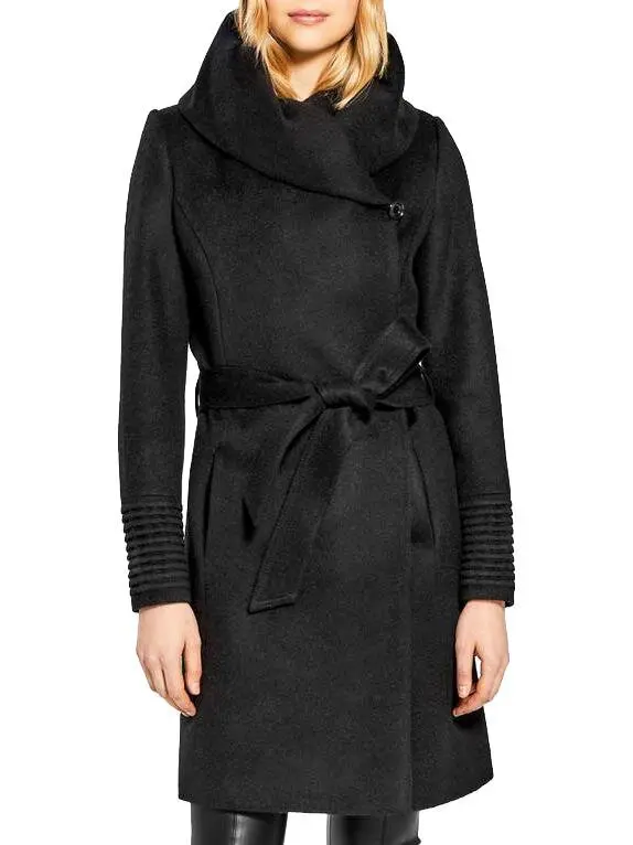 Sentaler Hooded Alpaca & Wool Wrap Coat - Black