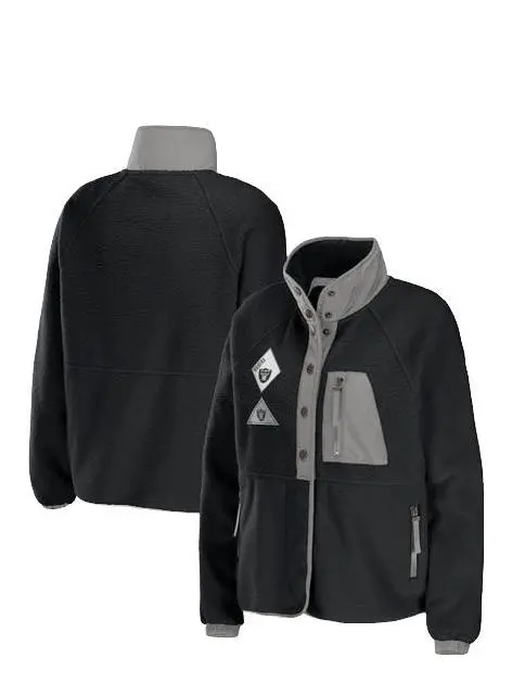 WEAR BY ERIN ANDREWS Las Vegas Raiders Polar Fleece Raglan Full-snap Jacket - Black
