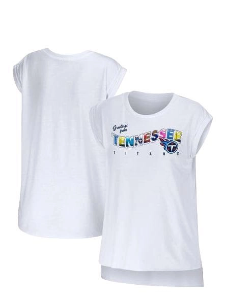 WEAR BY ERIN ANDREWS Tennessee Titans Greetings From Muscle T-shirt - White