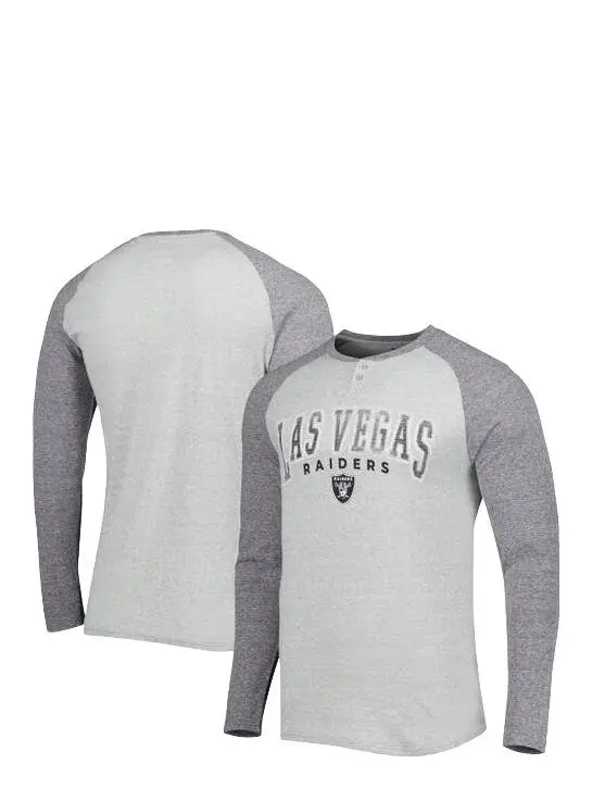 CONCEPTS SPORT Heather Las Vegas Raiders Ledger Raglan Long Sleeve Henley T-shirt - Gray