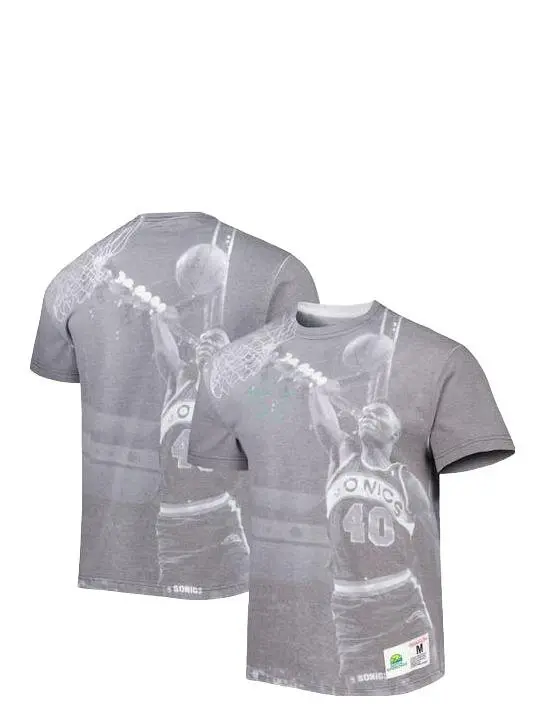 Mitchell & Ness Shawn Kemp Heather Seattle Supersonics Above The Rim T-shirt - Gray