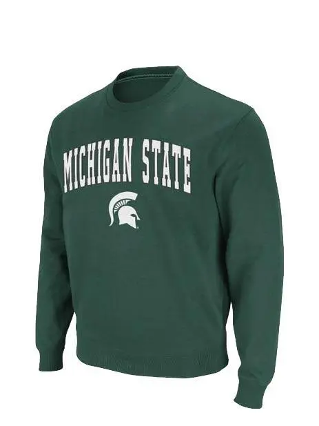 COLOSSEUM Michigan State Spartans Arch & Logo Crewneck Sweatshirt - Green