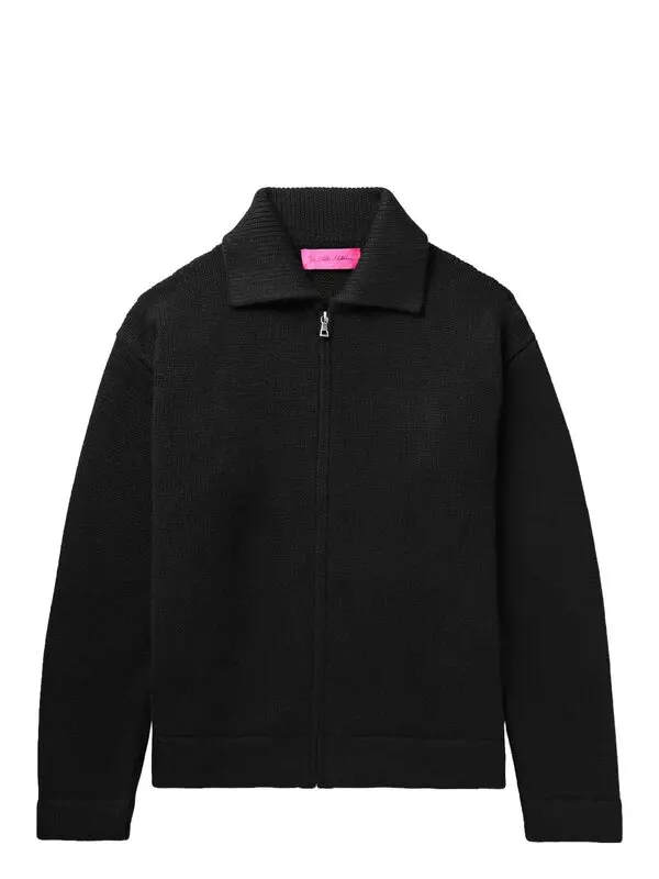 THE ELDER STATESMAN Cashmere Zip-up Sweater - Black