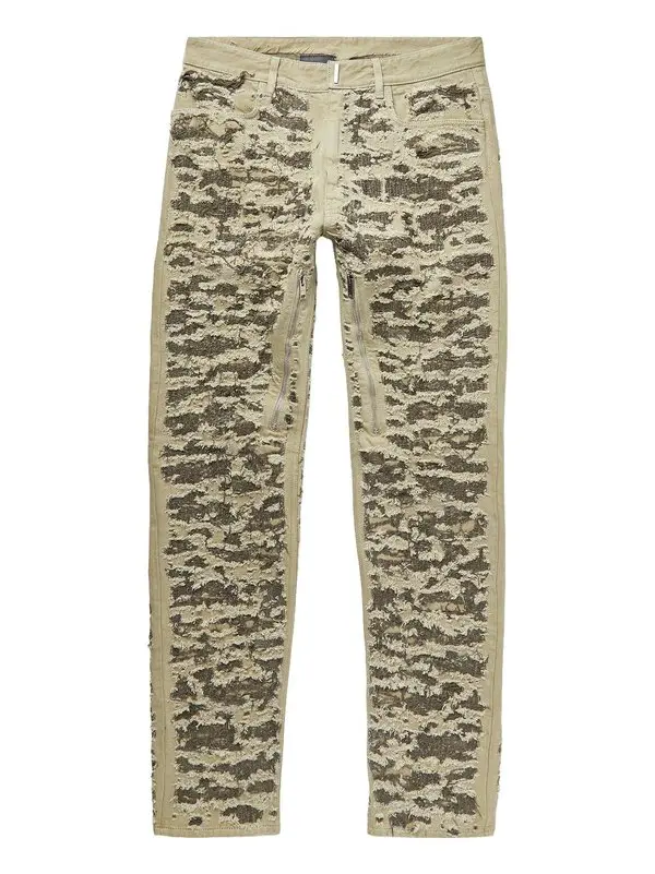 Givenchy Slim-fit Distressed Jeans - Green
