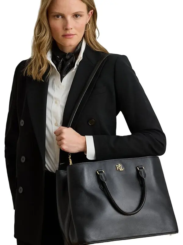 Ralph Lauren Leather Marcy Satchel - Black