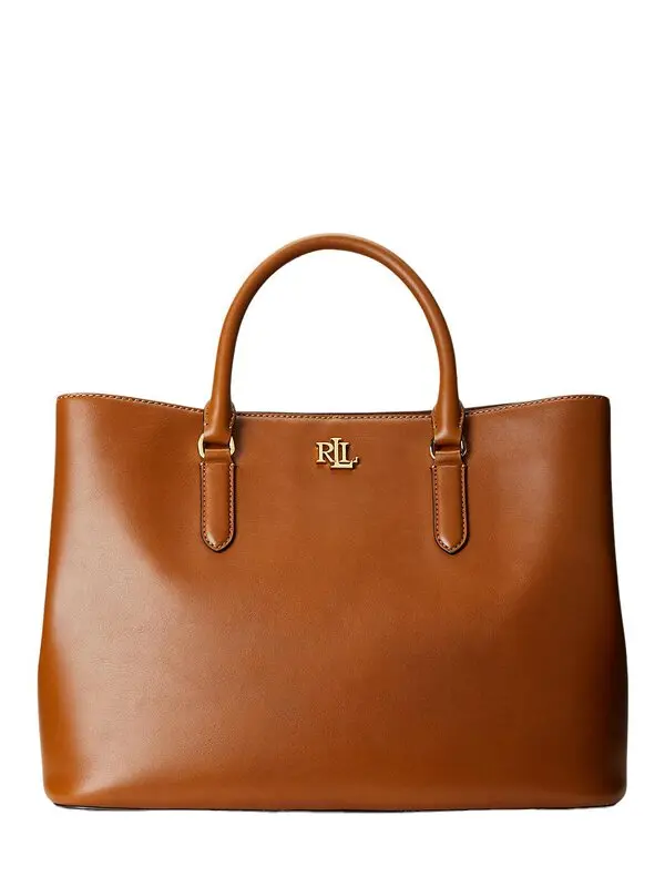 Ralph Lauren Leather Marcy Satchel - Lauren Tan