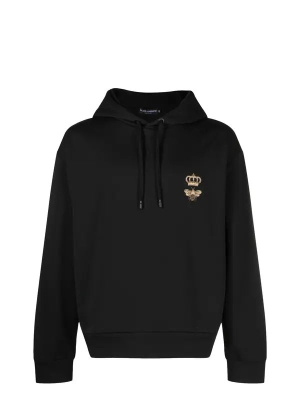 Dolce & Gabbana Embroidered Cotton Hoodie - Black