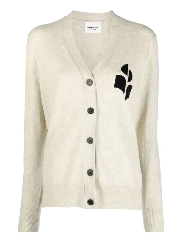 MARANT ETOILE Karin Logo-intarsia Cardigan - Grey