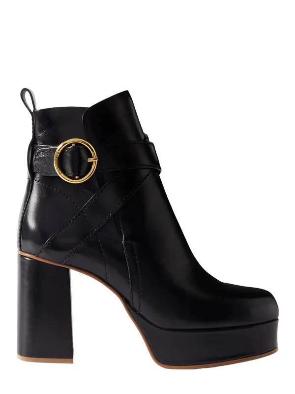 See By Chloé Lyna Leather Ankle Boots - Black